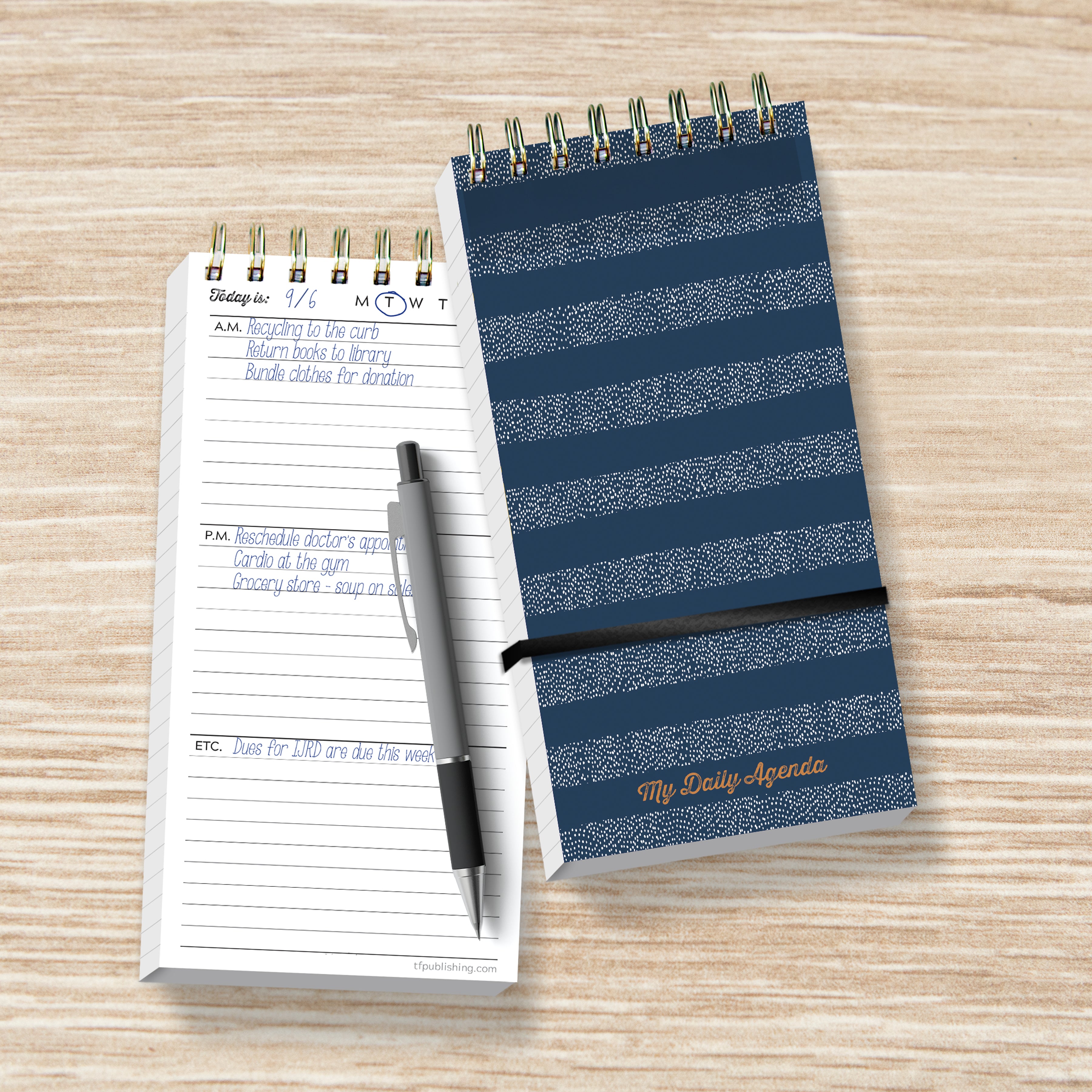 Blue Boho Stripe Daily Agenda | TF Publishing | Calendars + Planners ...