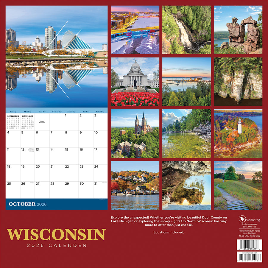 2026 Wisconsin Wall Calendar | TF Publishing | Calendars + Planners ...