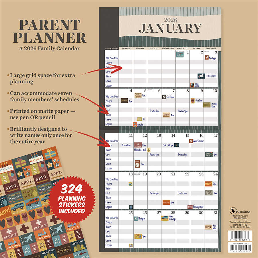 2026 Parent Planner Wall Calendar | TF Publishing | Calendars ...