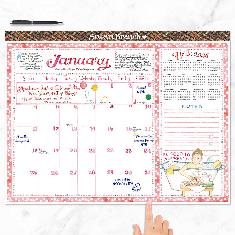 2026 Susan Branch Large Desk Pad Monthly Blotter Calendar | TF ...