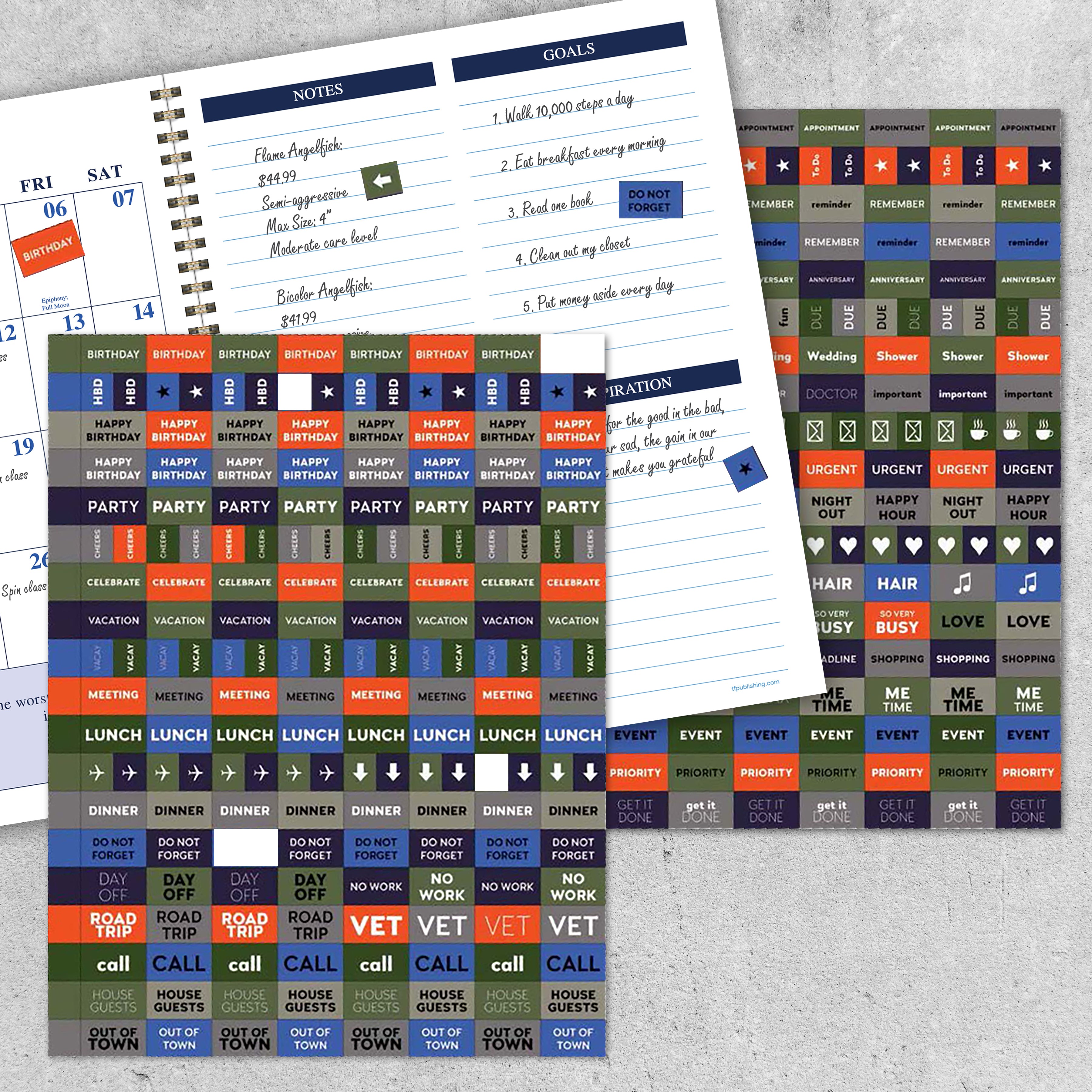 Blue & Orange Sticker Pack | TF Publishing | Calendars + Planners ...