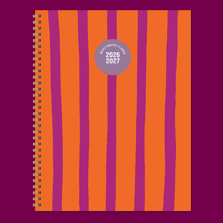 July 2026 - June 2027 Statement Stripe Large Weekly Monthly Planner ...