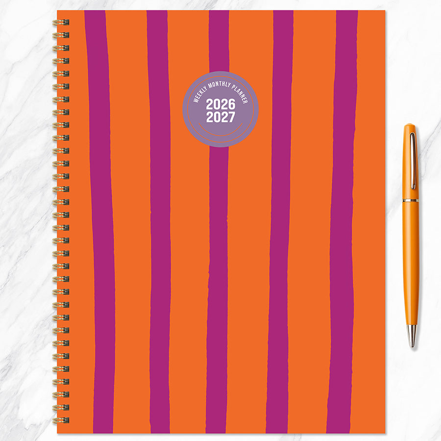 July 2026 - June 2027 Statement Stripe Large Weekly Monthly Planner ...